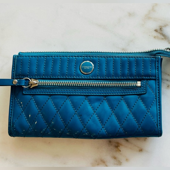 Coach | Bags | Coach Turquoise Patent Leather Wallet | Poshmark